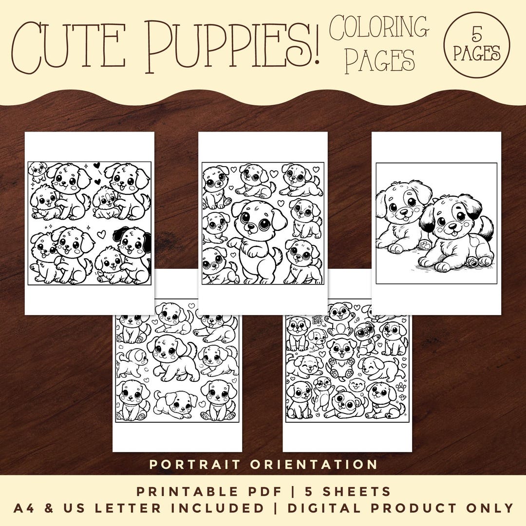 Cute Puppies Coloring Pages, Kids Dog Coloring Sheets, Printable ...