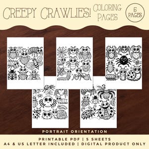 Insect Coloring Pages, Kids Bugs Coloring Sheets, Printable PDF, Creepy ...