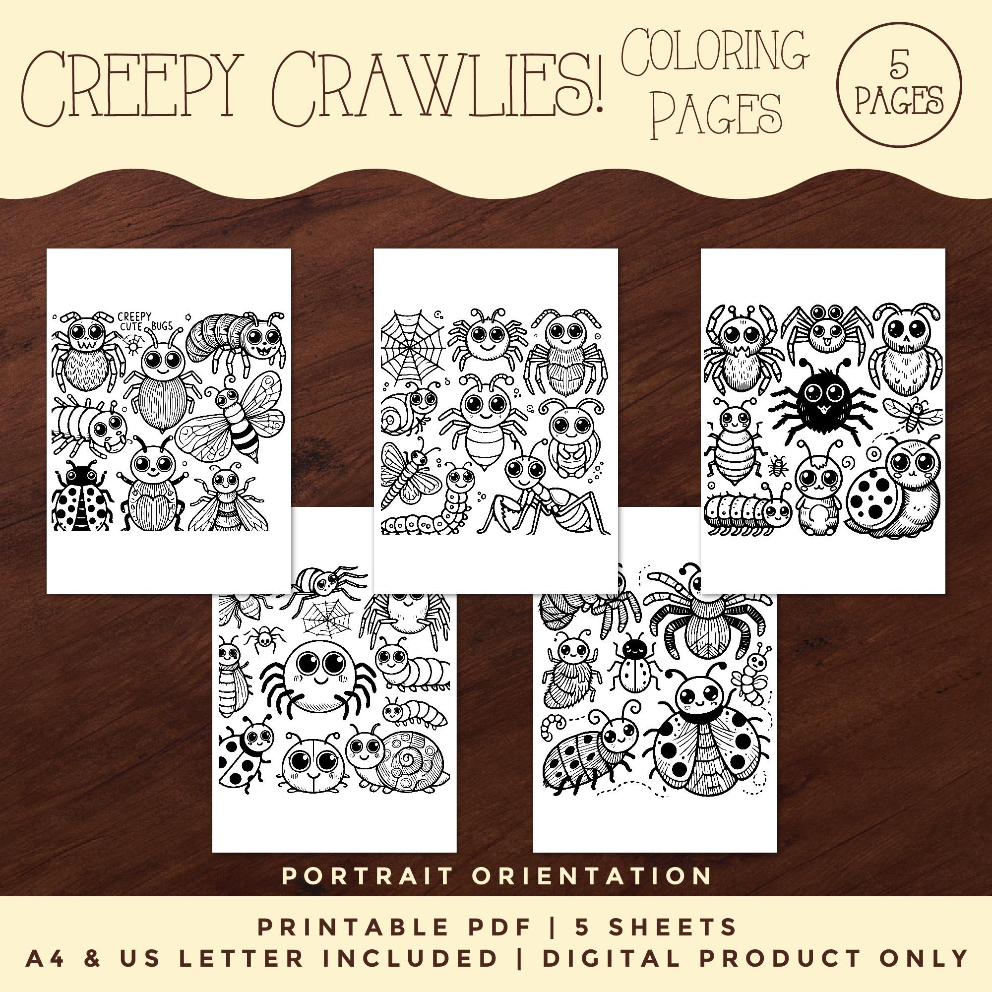 Insect Coloring Pages, Kids Bugs Coloring Sheets, Printable PDF, Creepy ...