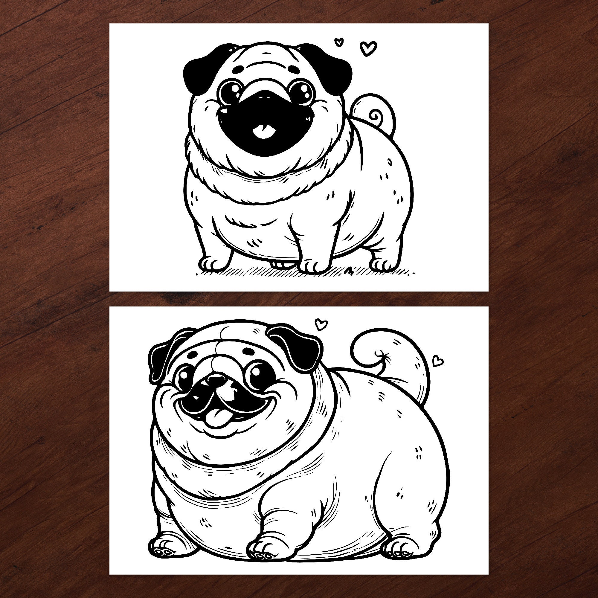 Fat Pugs Coloring Pages, Kids Dog Coloring Sheets, Printable PDF ...