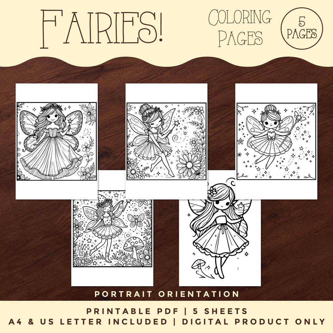 Fairy Coloring Pages, Kids Fantasy Coloring Sheets, Printable Coloring ...