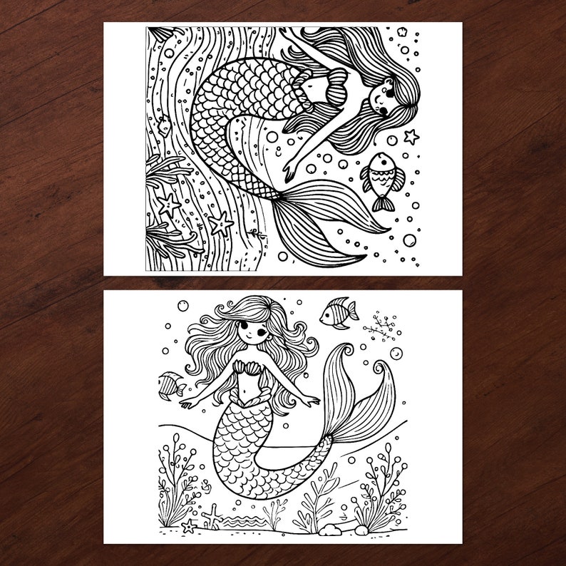 Mermaid Coloring Pages, Kids Mermaid Coloring Sheets, Printables ...