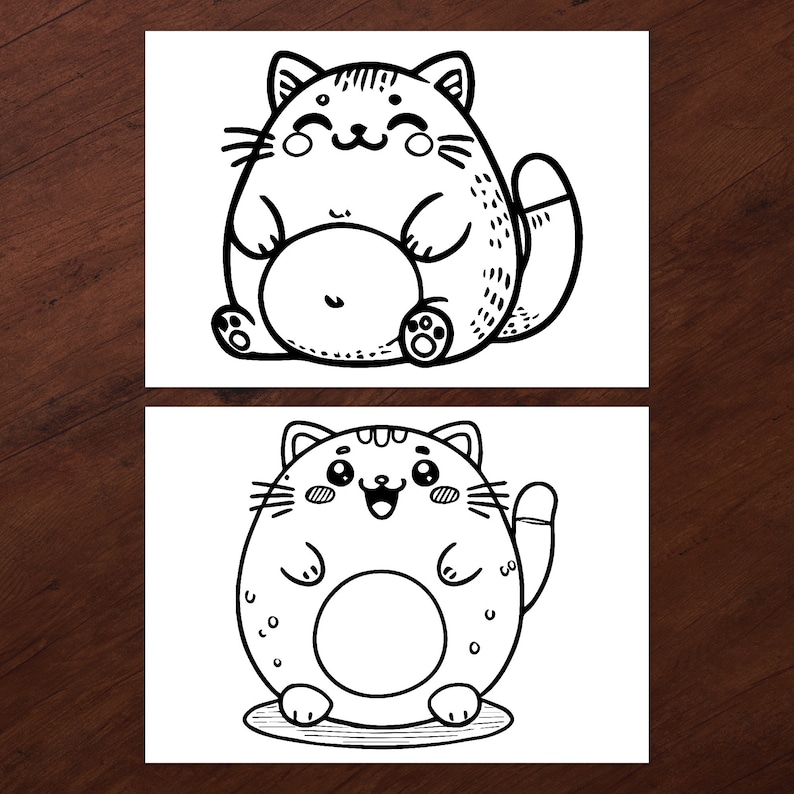 Fat Cats Coloring Pages, Kids Cat Coloring Sheets, Printable PDF ...