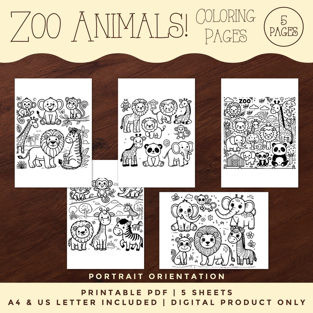 Zoo Themed Coloring Pages, Kids Zoo Animal Coloring Sheets, Printables ...