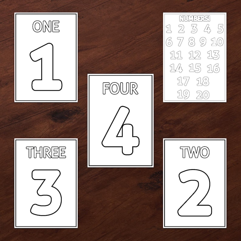 1-20 Numbers Coloring Pages, Kids Number Coloring Sheets, Printable PDF ...