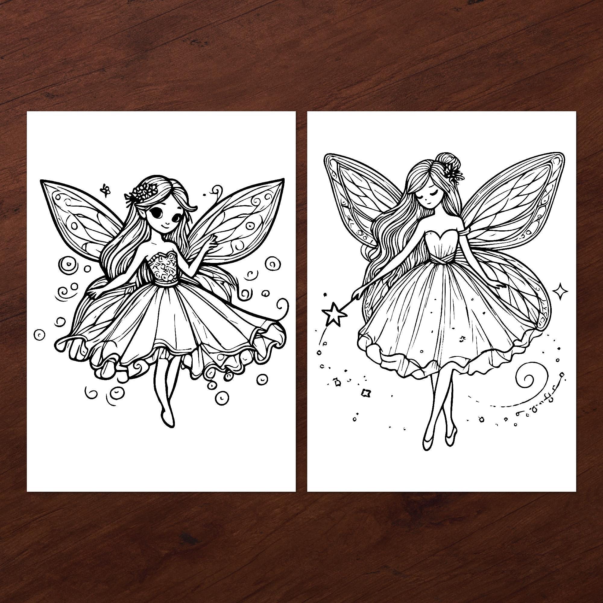 Magical Fairy Coloring Pages, Kids Fantasy Coloring Sheets, Printable ...