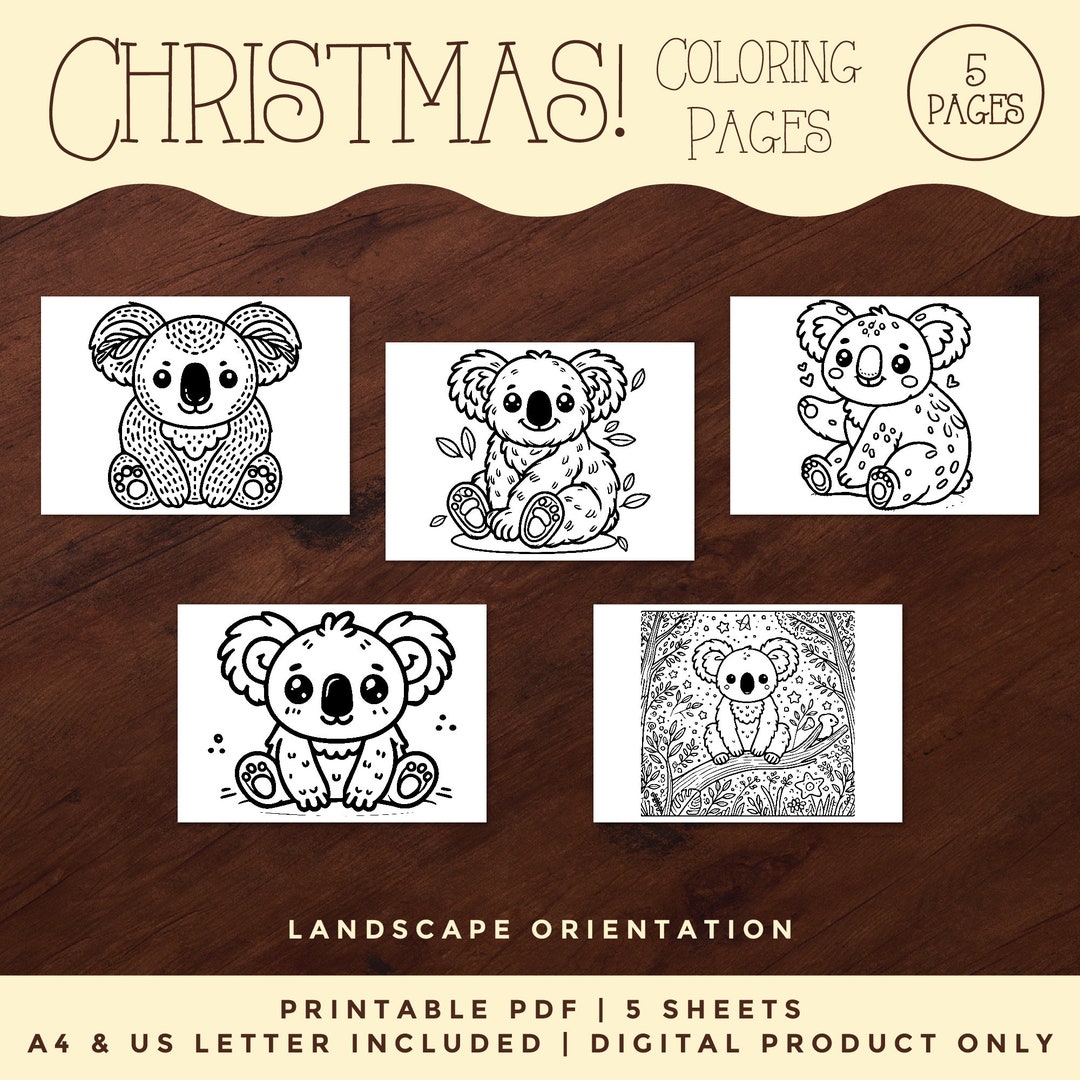 Cute Koala Coloring Pages, Kids Koala Coloring Sheets, Printable ...