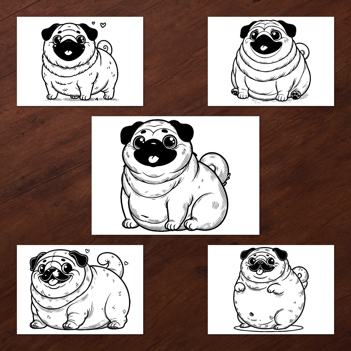 Fat Pugs Coloring Pages, Kids Dog Coloring Sheets, Printable PDF ...