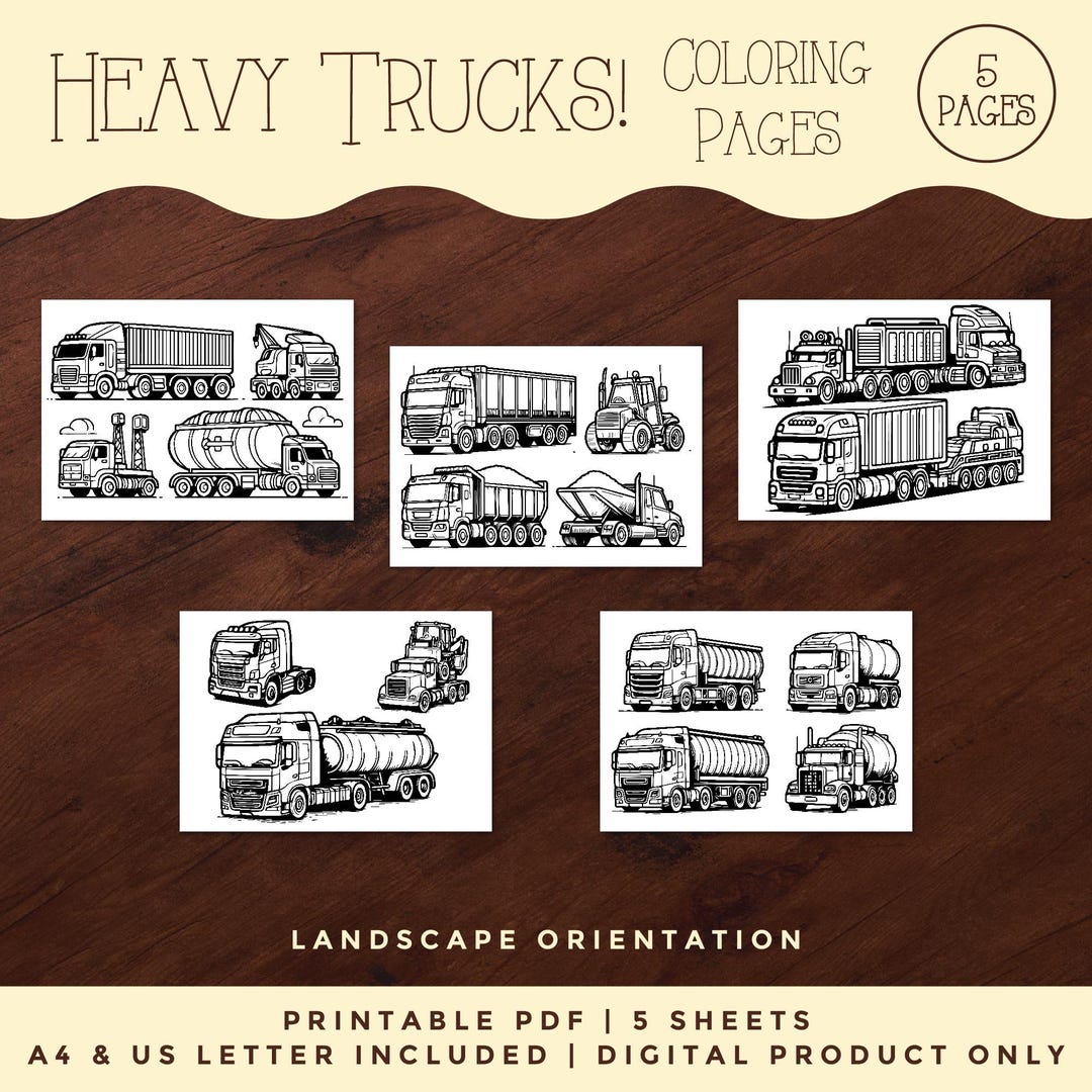 Heavy Truck Coloring Pages, Kids Land Train Coloring Sheets, Printable ...