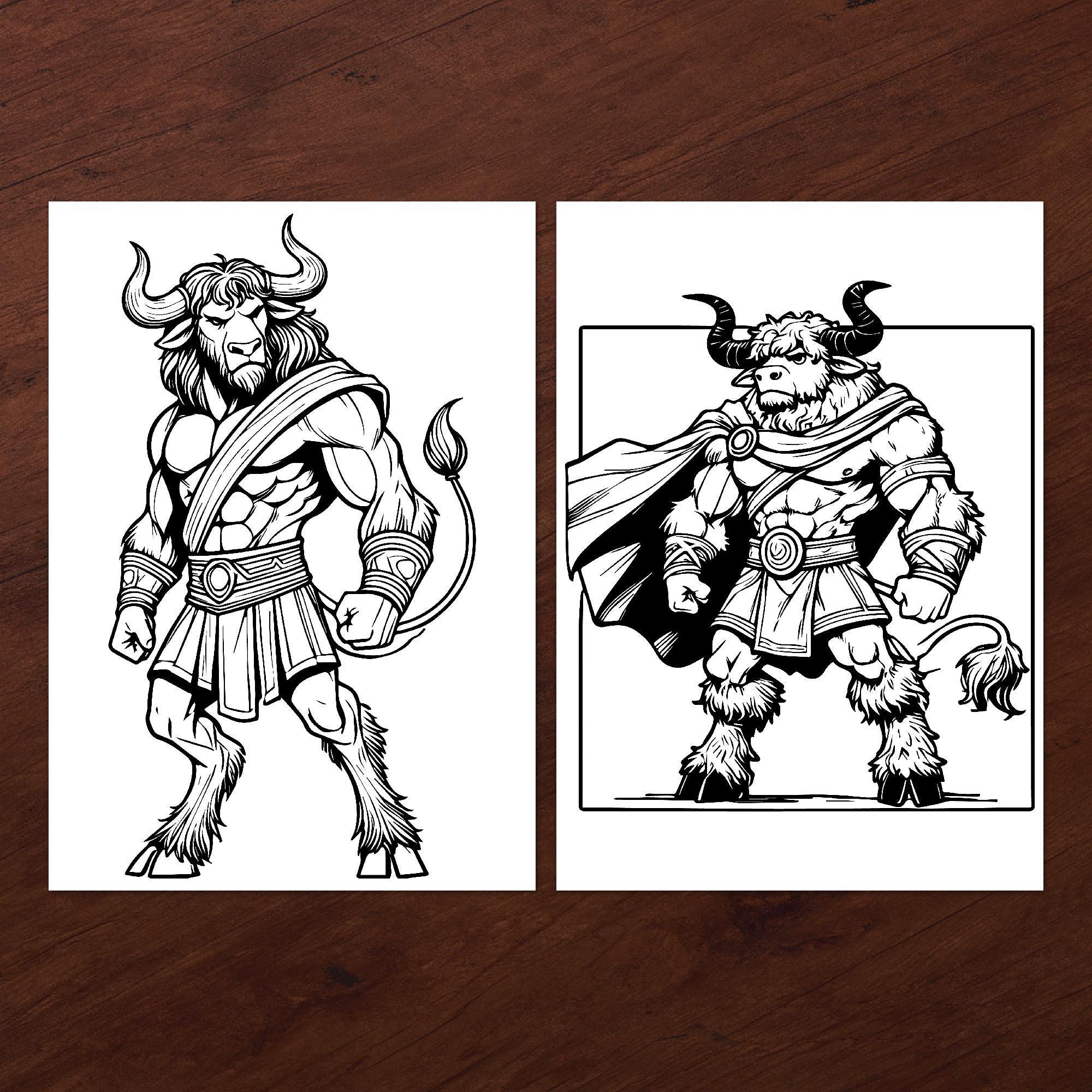 Minotaur Coloring Pages, Kid's Mythology Coloring Sheets, Printable ...