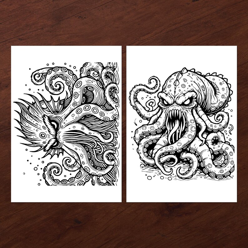 Kraken Coloring Pages, Kid's Mythical Coloring Sheets, Printable ...