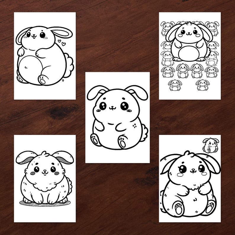 Cute Bunny Coloring Pages, Kids Rabbit Coloring Sheets, Printable ...