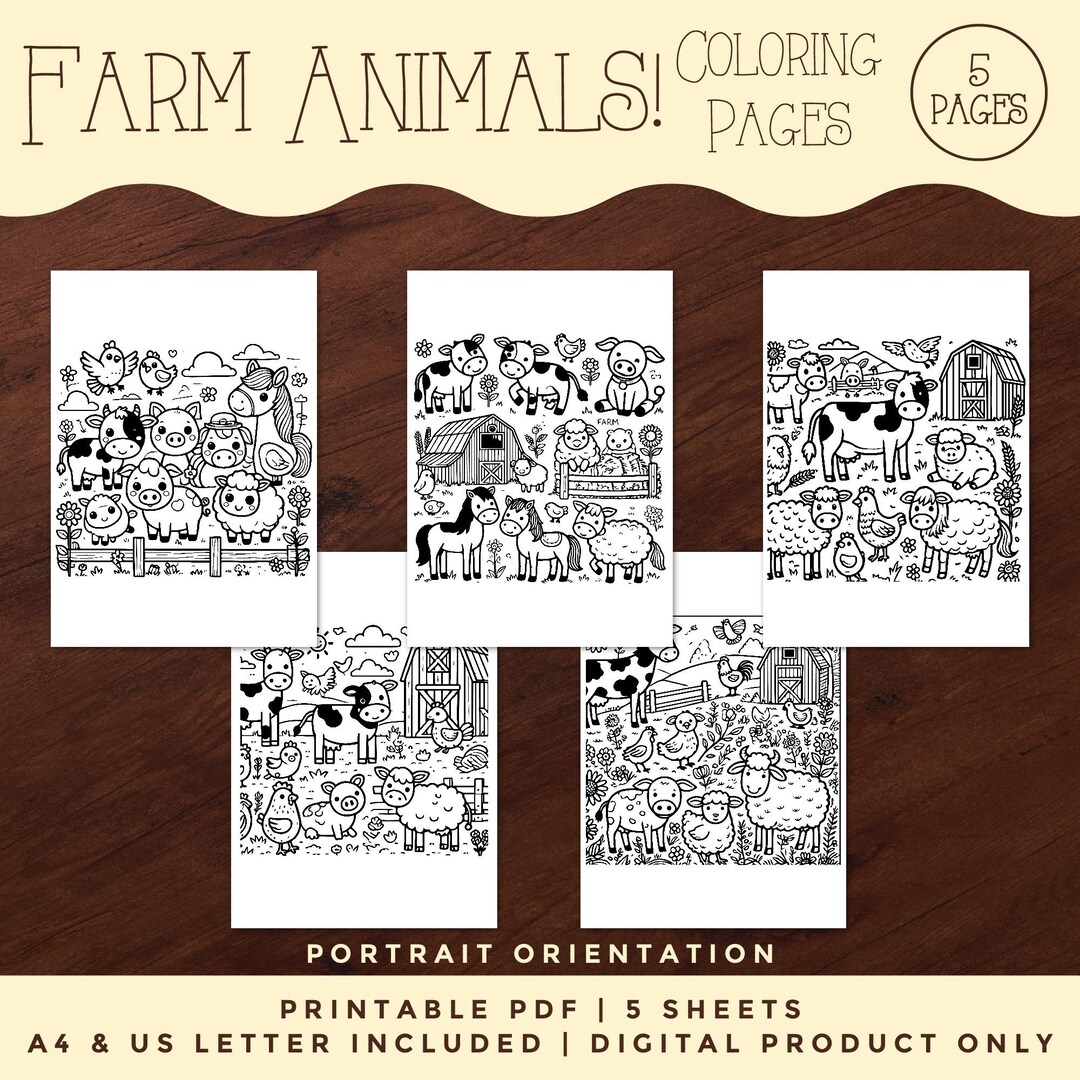 Farm Animal Coloring Pages, Kid's Farm Themed Coloring Sheets ...