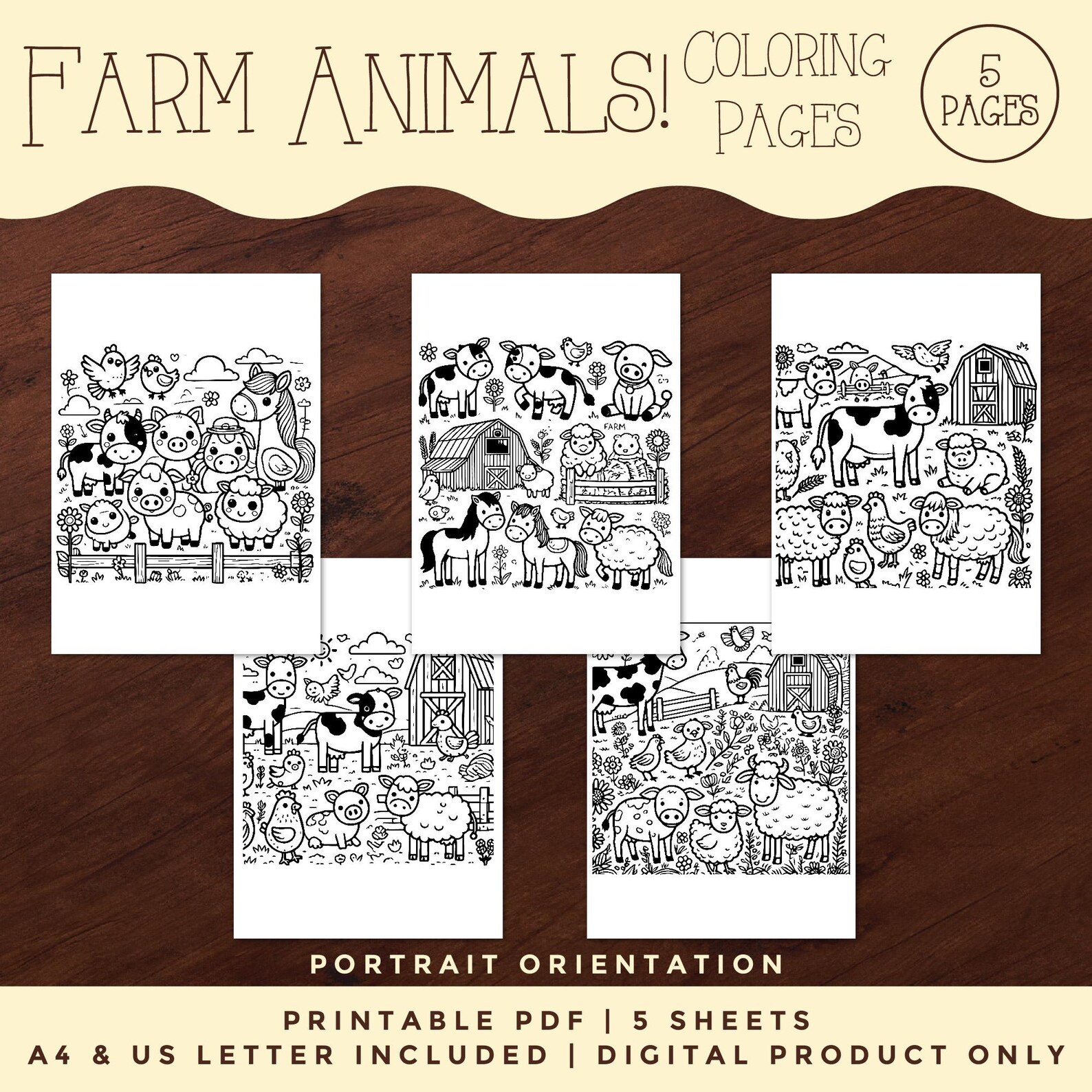 Farm Animal Coloring Pages, Kid's Farm Themed Coloring Sheets ...