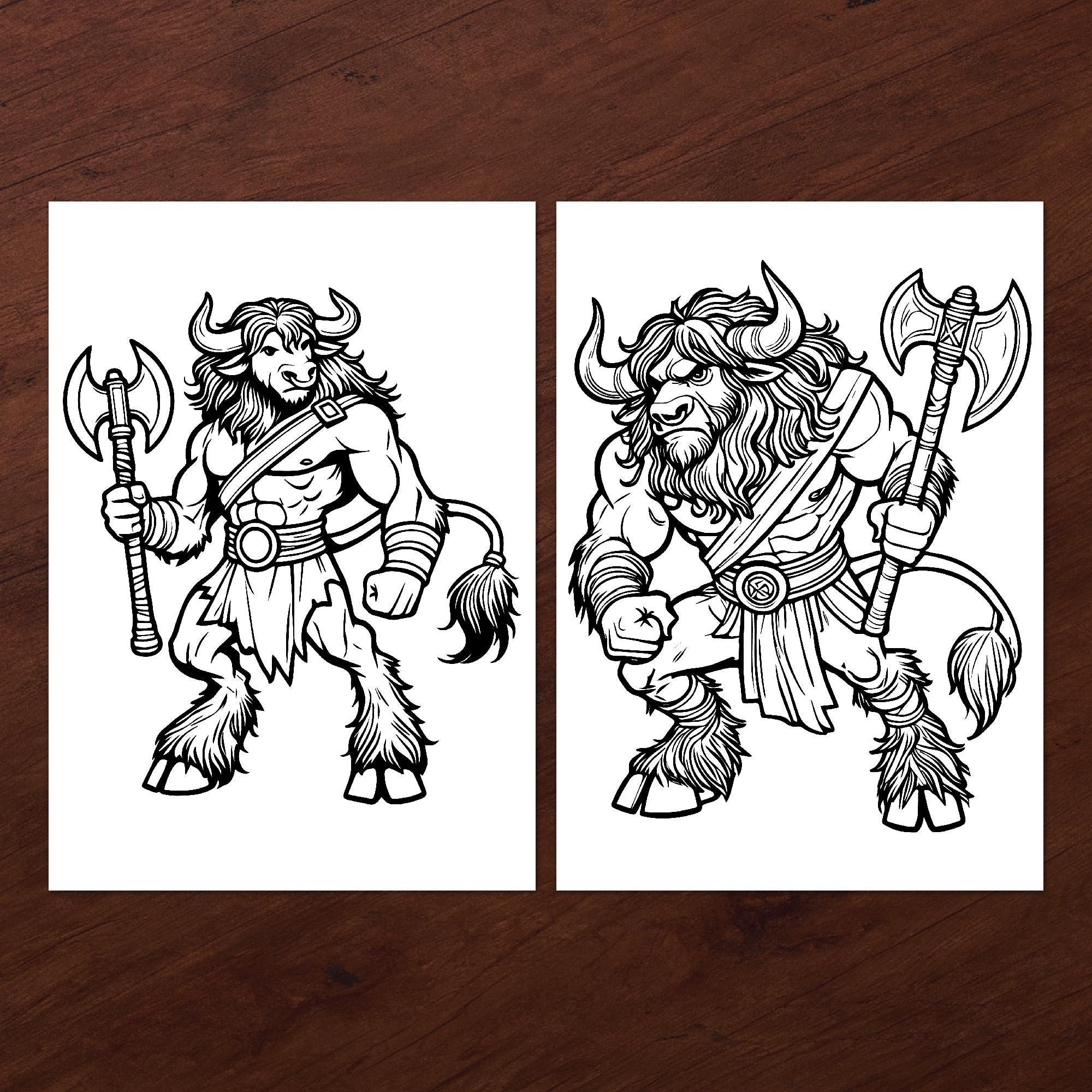 Minotaur Coloring Pages, Kid's Mythology Coloring Sheets, Printable ...