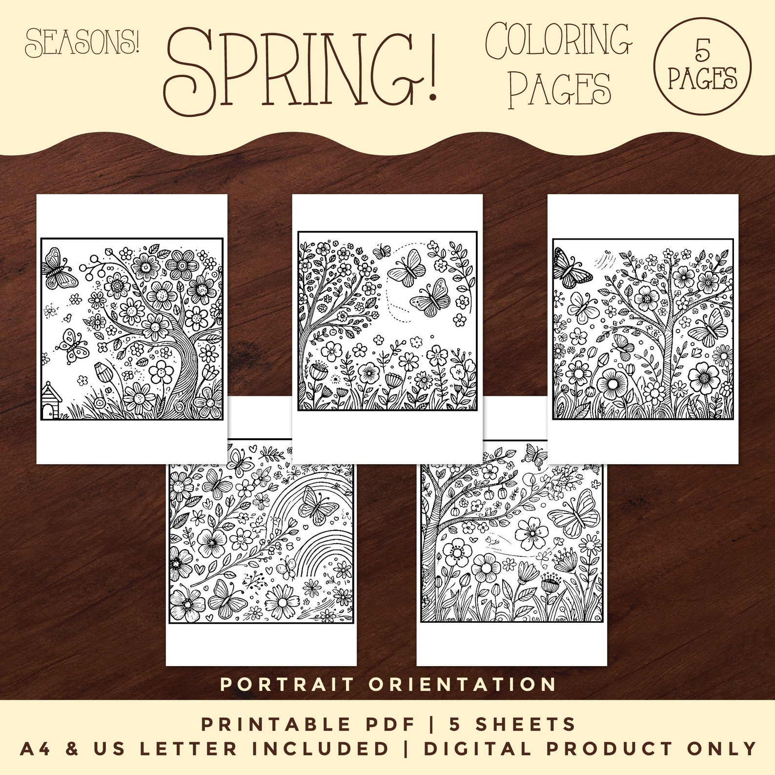 Spring Coloring Pages, Kids Seasonal Coloring Sheets, Printable ...