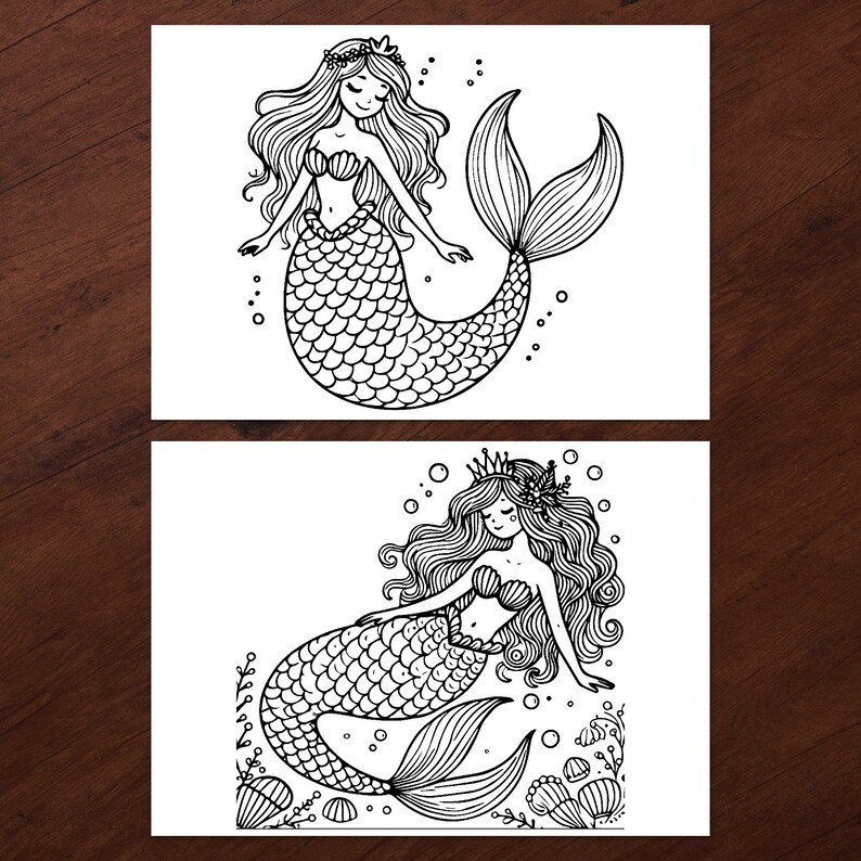 Mermaid Coloring Pages, Kids Mermaid Coloring Sheets, Printables ...
