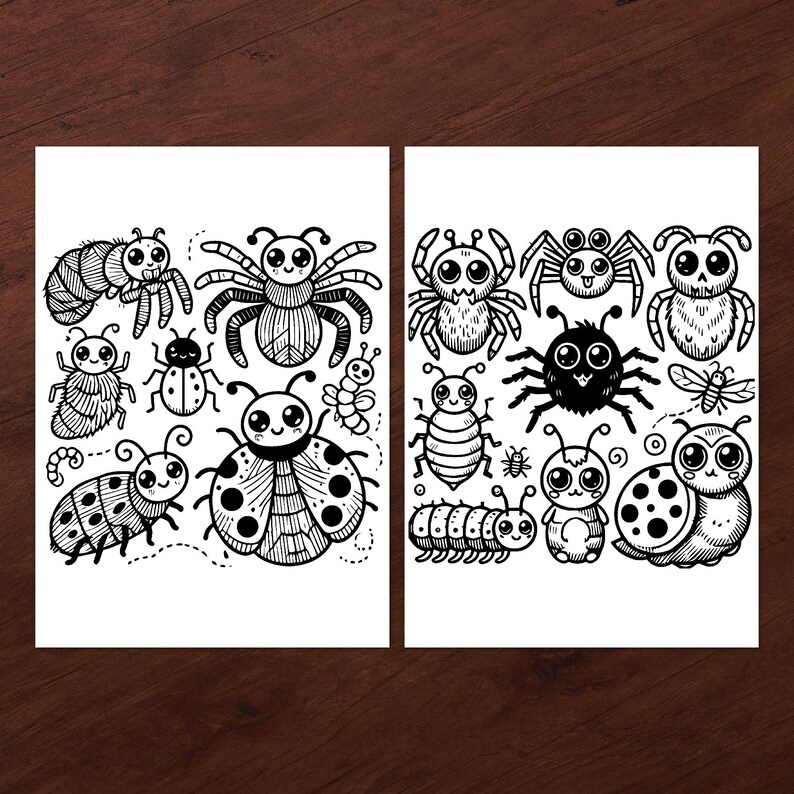 Insect Coloring Pages, Kids Bugs Coloring Sheets, Printable PDF, Creepy ...