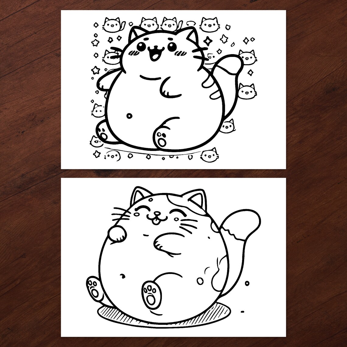 Fat Cats Coloring Pages, Kids Cat Coloring Sheets, Printable PDF ...