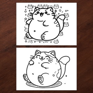 Fat Cats Coloring Pages, Kids Cat Coloring Sheets, Printable PDF ...