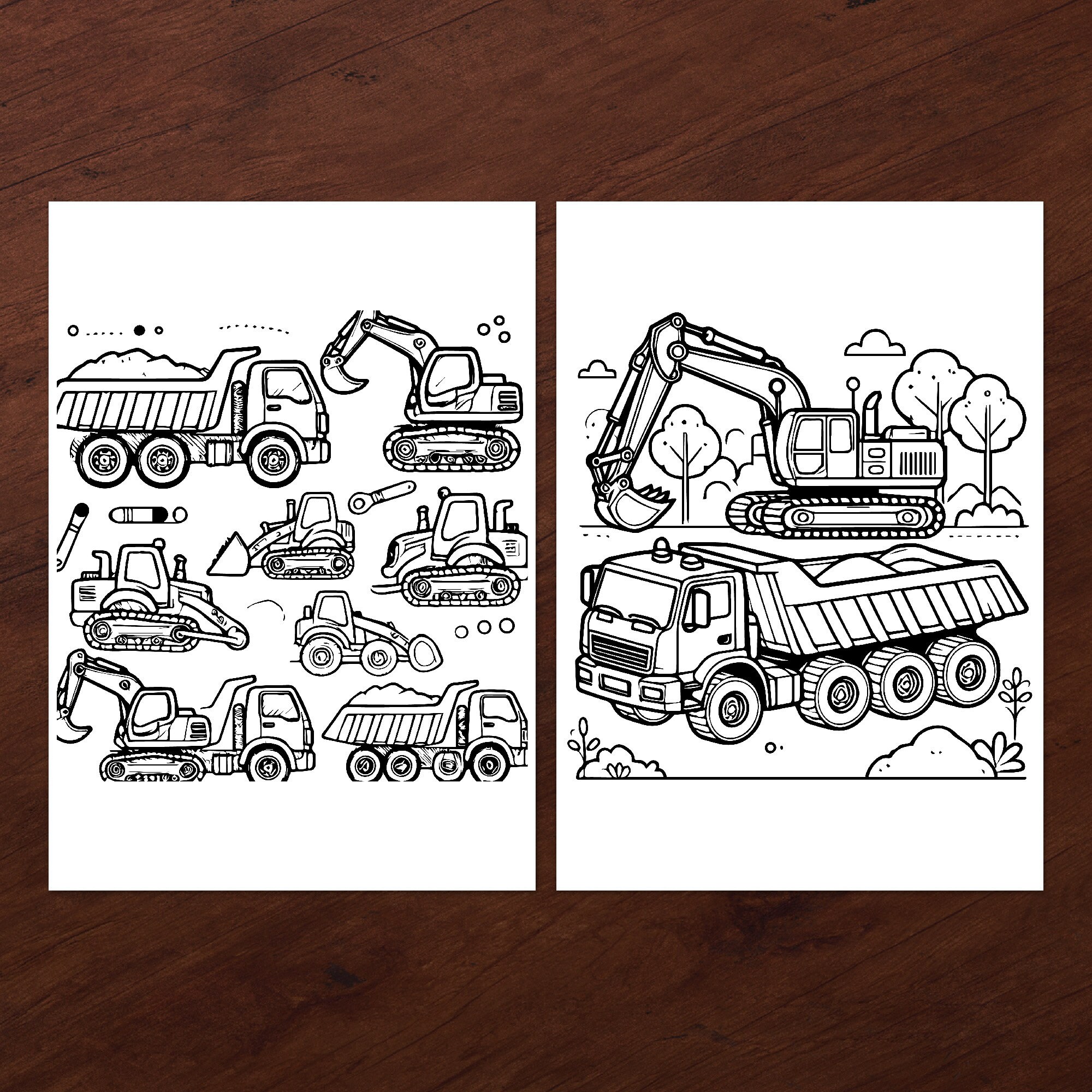 Diggers & Loaders Coloring Pages, Kids Construction Coloring Sheets ...