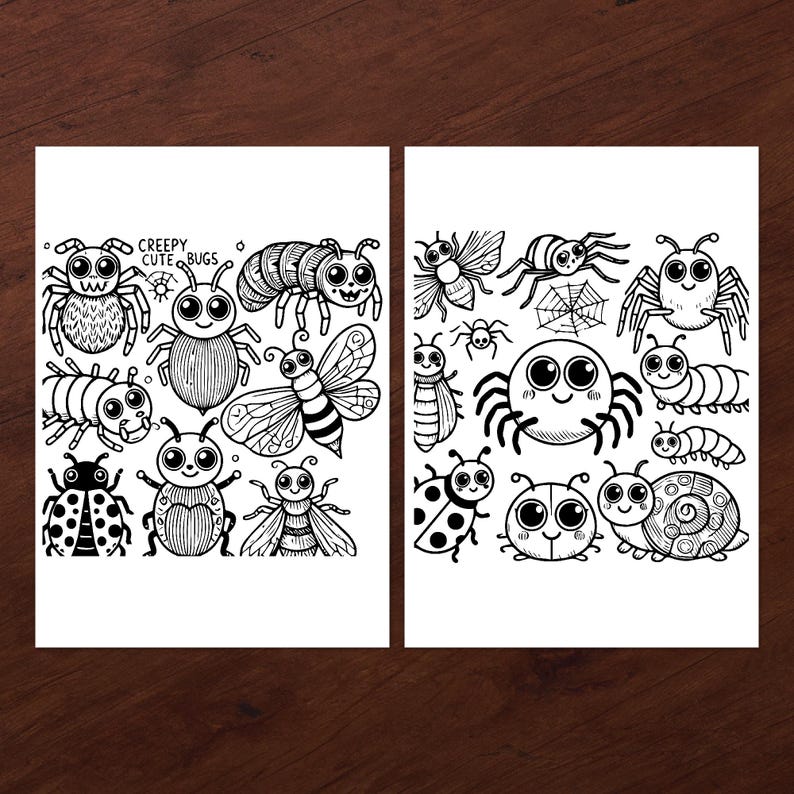 Insect Coloring Pages, Kids Bugs Coloring Sheets, Printable PDF, Creepy ...
