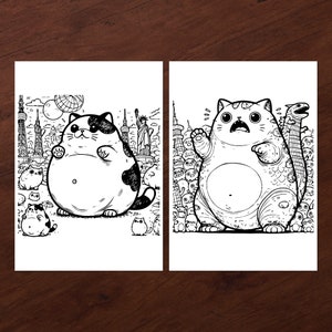Ultra Fat Cats Coloring Pages, Kids Chunky Cat Coloring Sheets ...