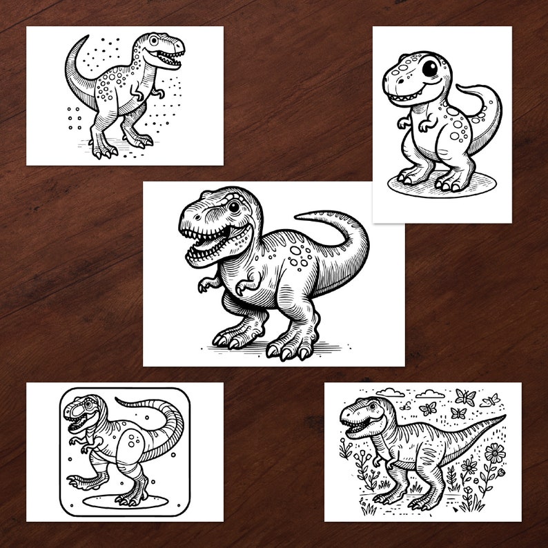 T Rex Coloring Pages, Kids Dinosaur Coloring Sheets, Printable PDF ...