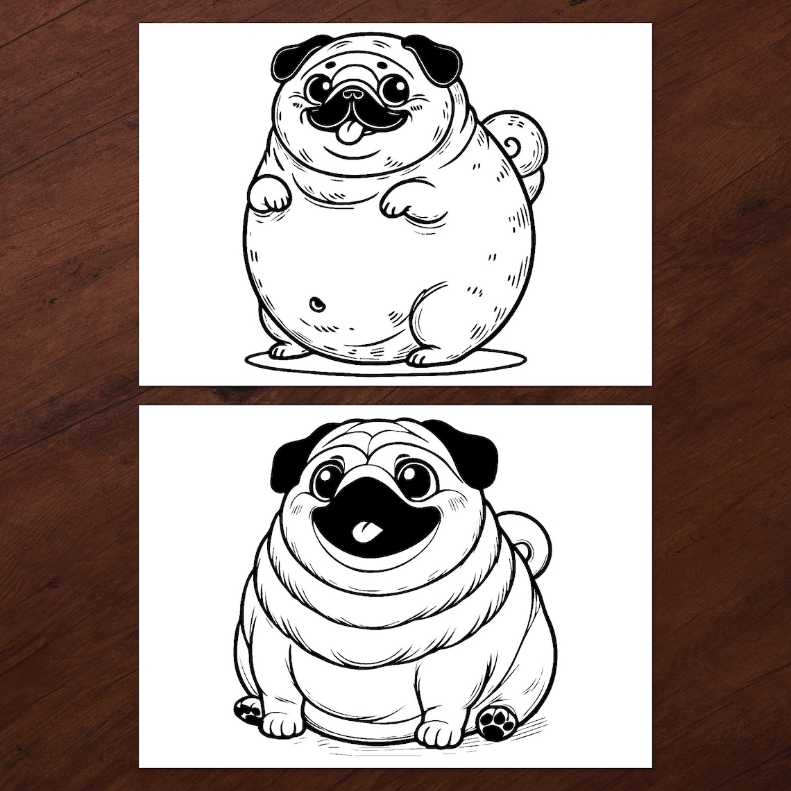 Fat Pugs Coloring Pages, Kids Dog Coloring Sheets, Printable PDF, Digital Files, Kids Coloring ...
