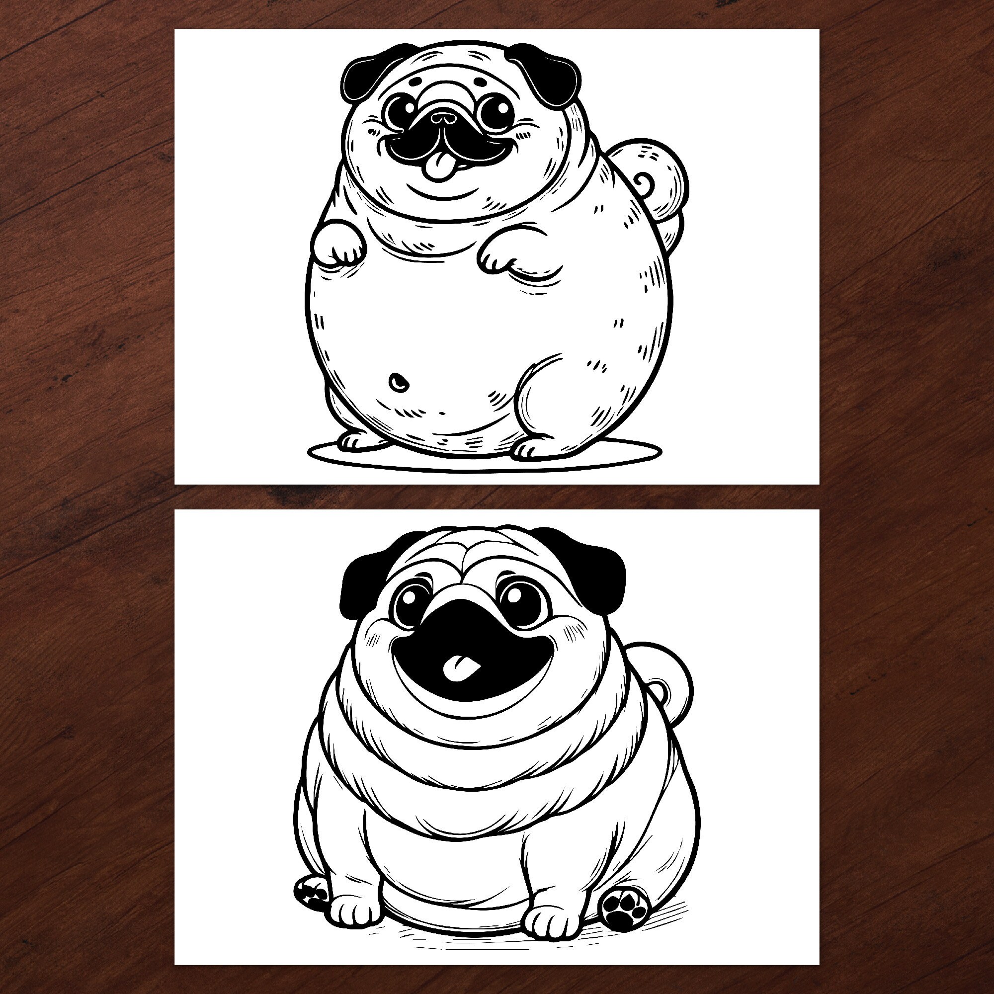 Fat Pugs Coloring Pages, Kids Dog Coloring Sheets, Printable PDF ...