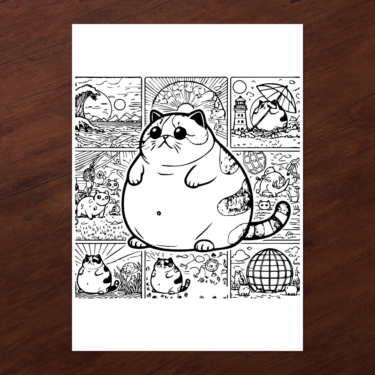 Ultra Fat Cats Coloring Pages, Kids Chunky Cat Coloring Sheets ...