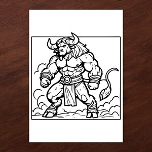 Minotaur Coloring Pages, Kid's Mythology Coloring Sheets, Printable ...