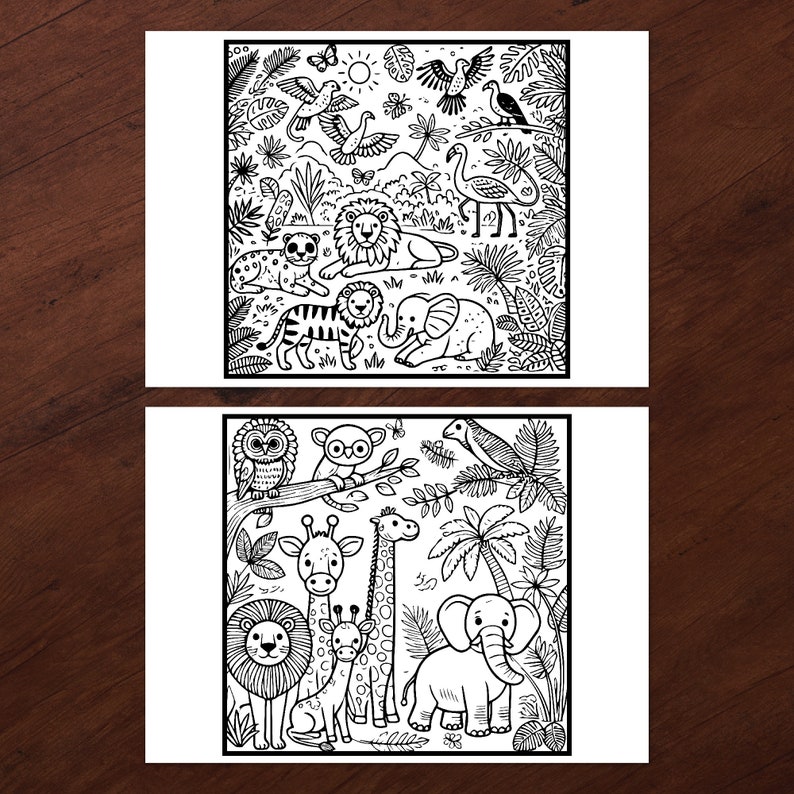Jungle Themed Coloring Pages, Kids Jungle Animal Coloring Sheets ...