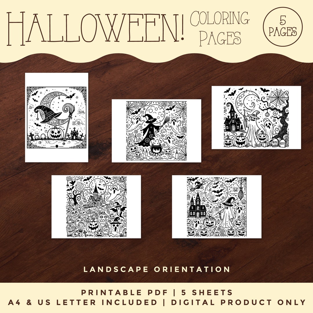 Halloween Coloring Pages, Kids Spooky Coloring Sheets, Printable ...