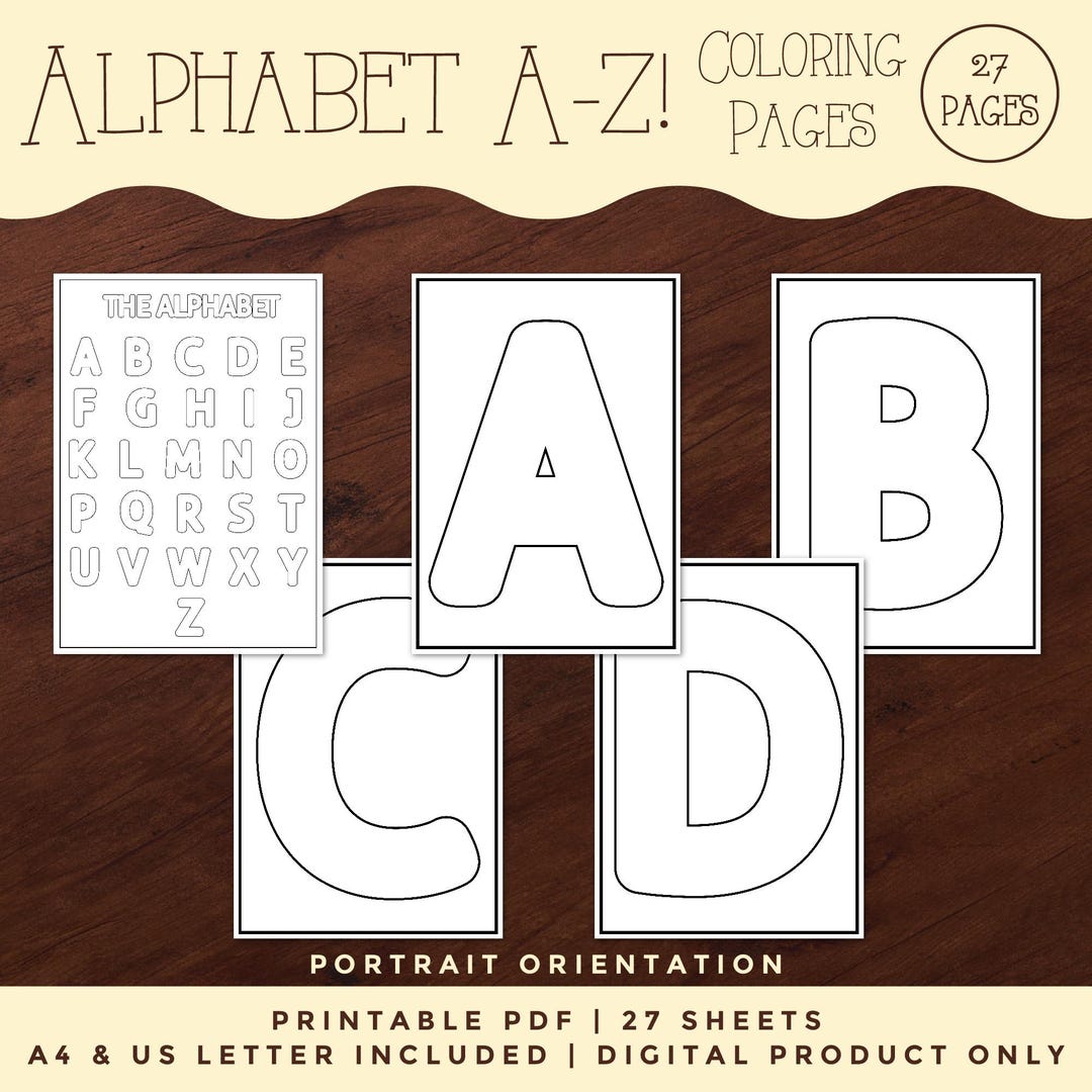 Alphabet Coloring Pages, Kids Letters Coloring Sheets, Printable PDF ...