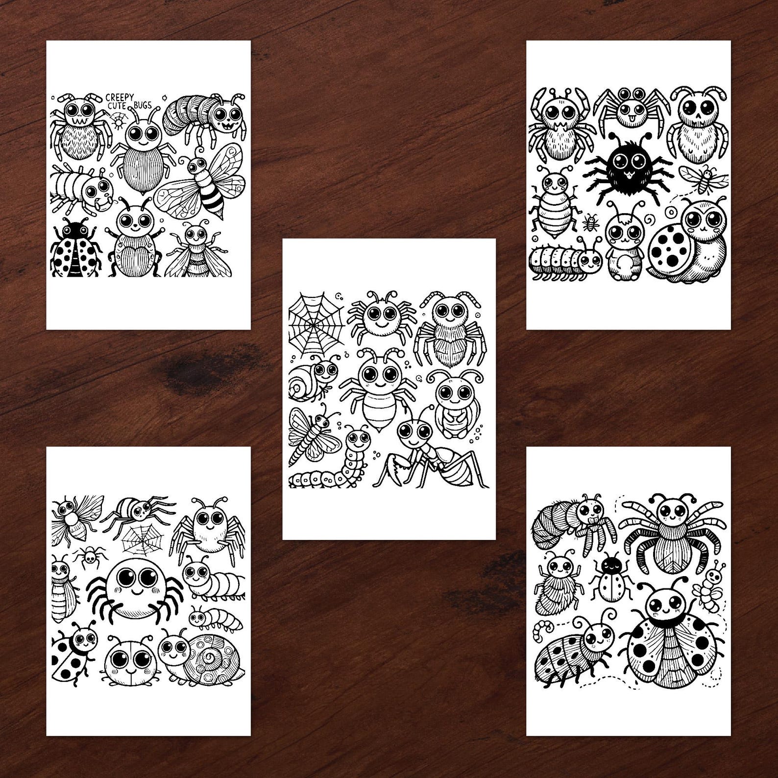 Insect Coloring Pages, Kids Bugs Coloring Sheets, Printable PDF, Creepy ...