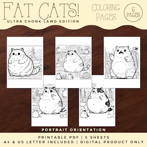 Ultra Fat Cats Coloring Pages, Kids Chunky Cat Coloring Sheets ...