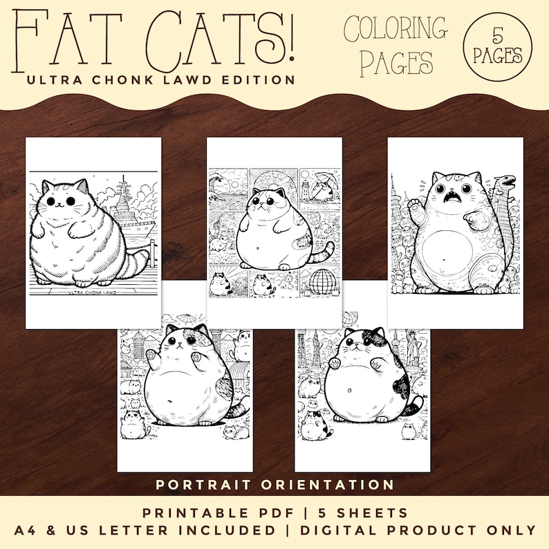 Ultra Fat Cats Coloring Pages, Kids Chunky Cat Coloring Sheets ...