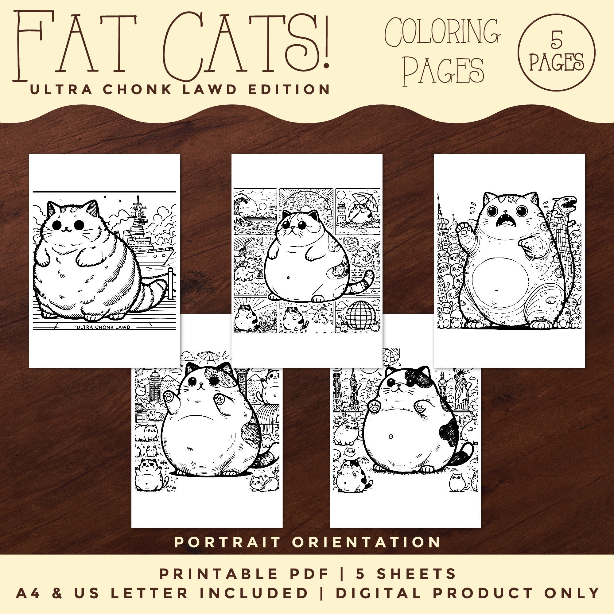 Ultra Fat Cats Coloring Pages, Kids Chunky Cat Coloring Sheets ...