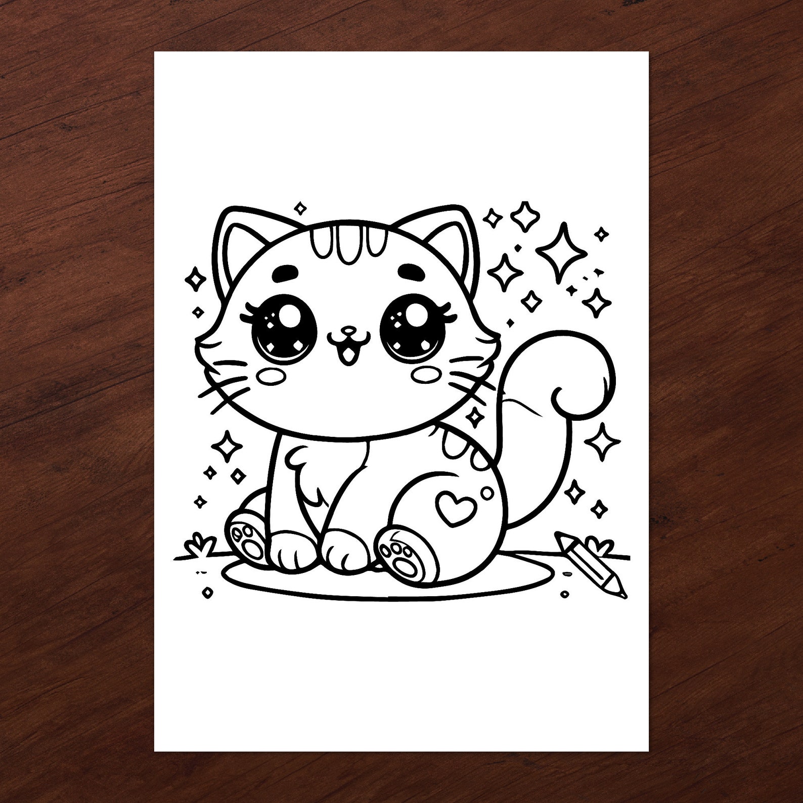 Cute Cat Coloring Pages, Kids Cat Coloring Sheets, Printable PDF ...