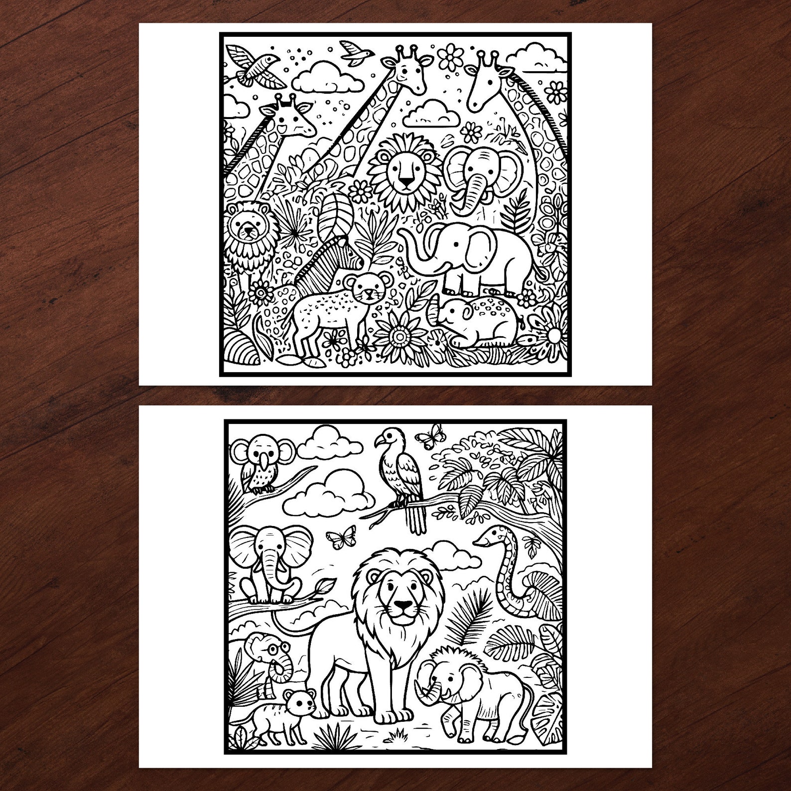 Jungle Themed Coloring Pages, Kids Jungle Animal Coloring Sheets ...