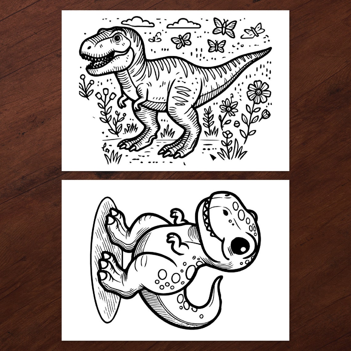 T Rex Coloring Pages, Kids Dinosaur Coloring Sheets, Printable PDF ...