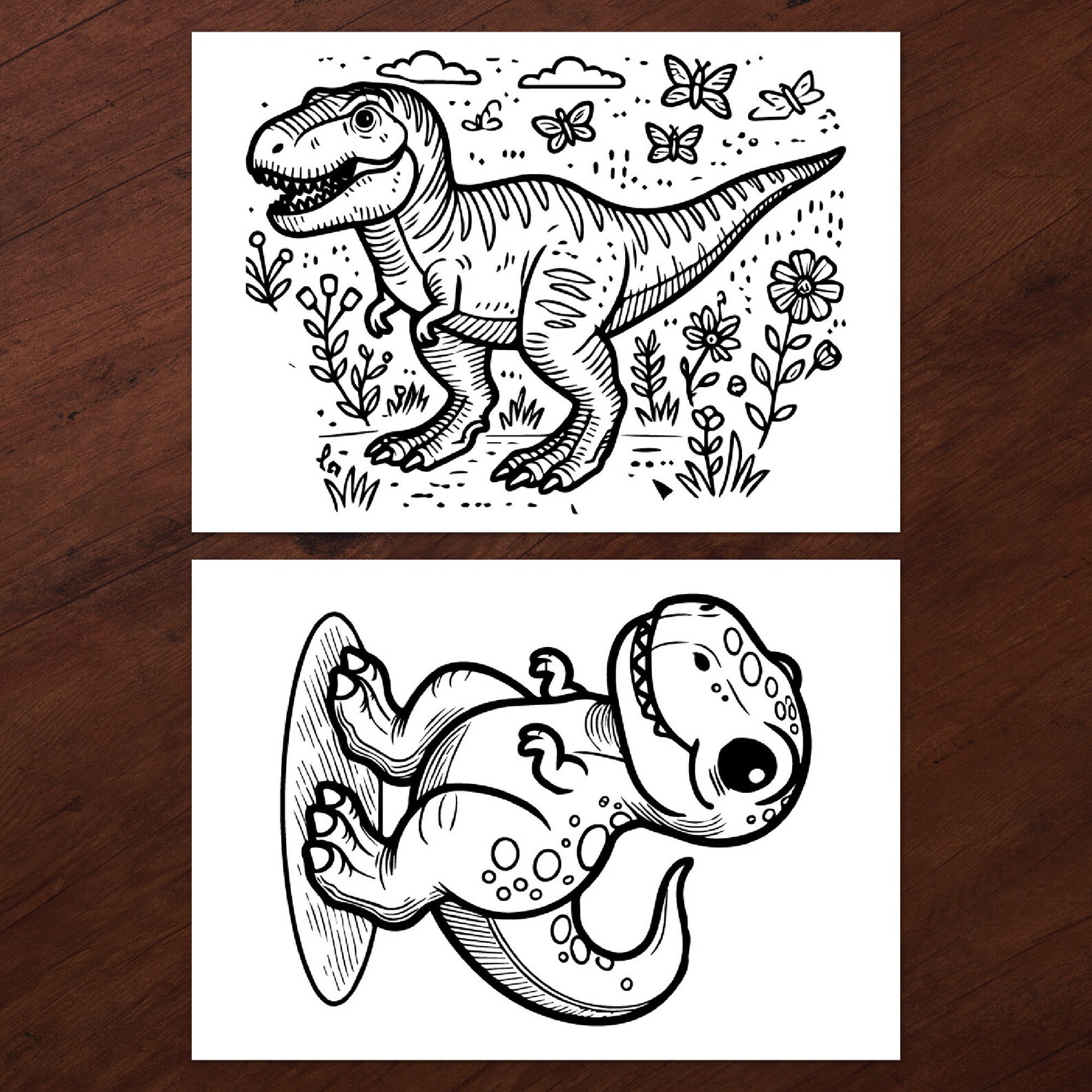 T Rex Coloring Pages, Kids Dinosaur Coloring Sheets, Printable PDF ...