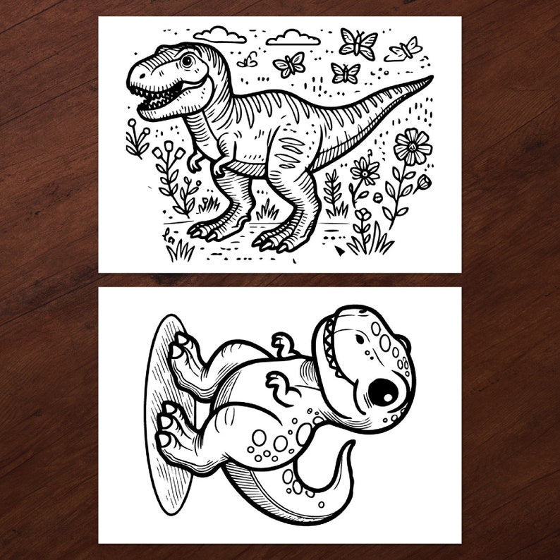 T Rex Coloring Pages, Kids Dinosaur Coloring Sheets, Printable PDF ...