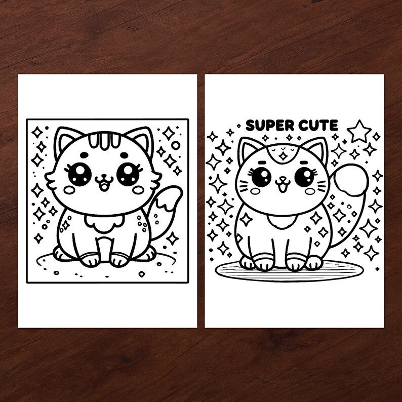 Cute Cat Coloring Pages, Kids Cat Coloring Sheets, Printable PDF ...