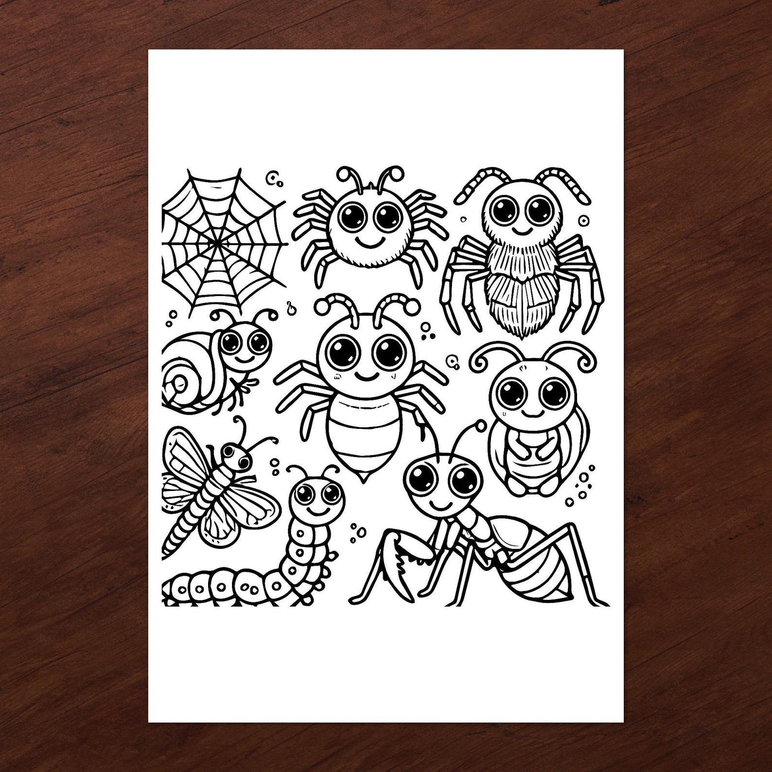 Insect Coloring Pages, Kids Bugs Coloring Sheets, Printable PDF, Creepy ...