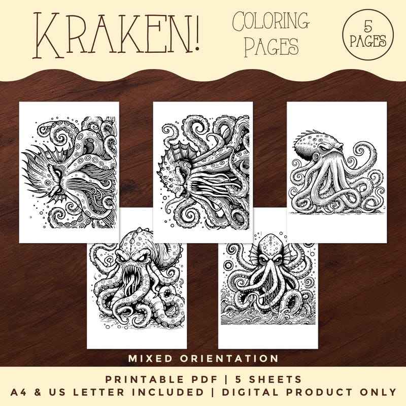 Coloring Pages Kraken - Etsy