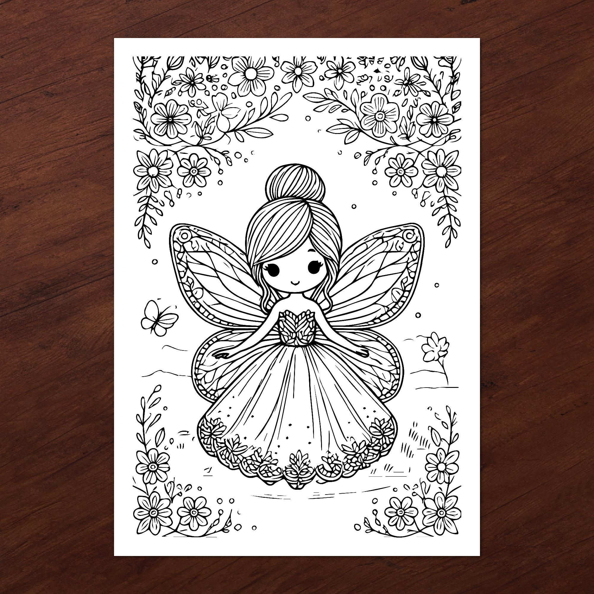Magical Fairy Coloring Pages, Kids Fantasy Coloring Sheets, Printable ...