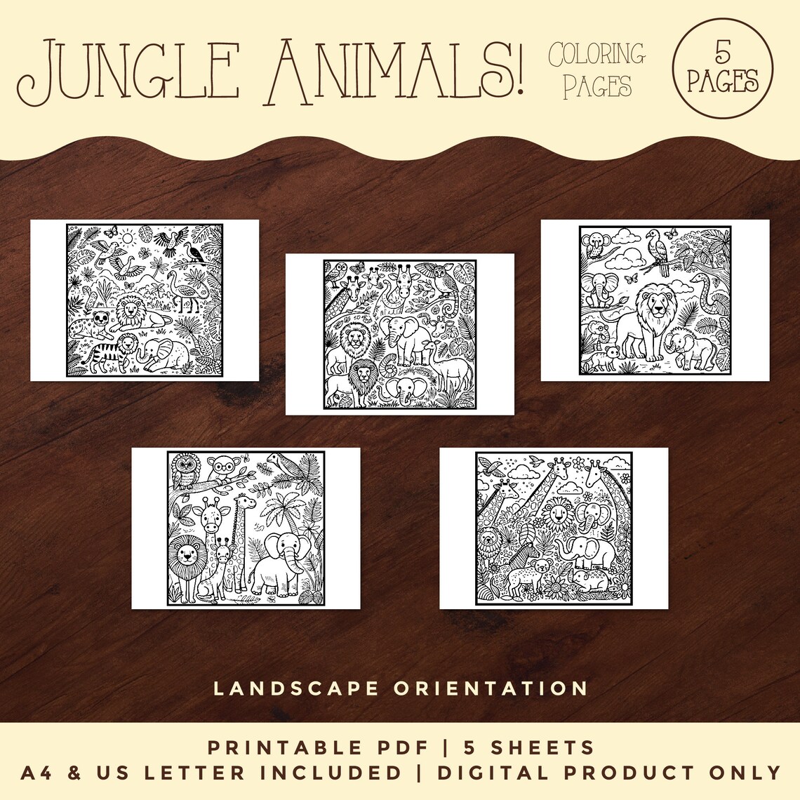 Jungle Themed Coloring Pages, Kids Jungle Animal Coloring Sheets ...