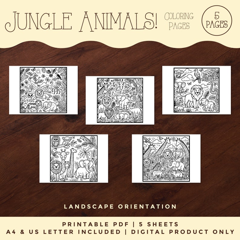 Jungle Themed Coloring Pages, Kids Jungle Animal Coloring Sheets ...